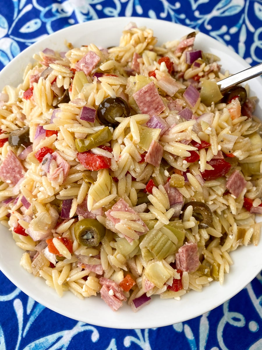 Classic Muffuletta Pasta Salad - Plowing Through Life