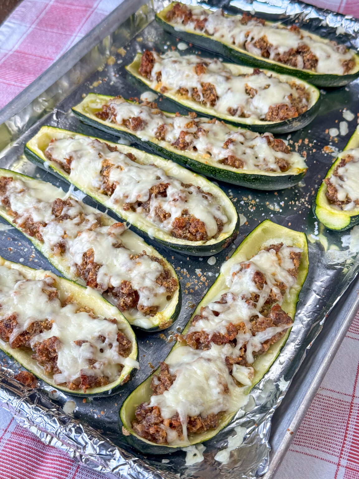 Sausage Stuffed Zucchini - Plowing Through Life